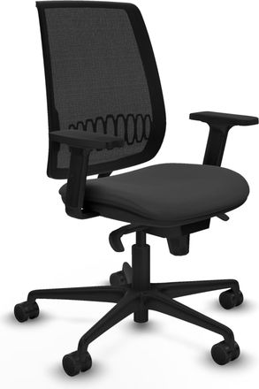 Piqueras y Crespo Alares Stuhl mit Lendenwirbelst&uuml;tze mit 2D-Armlehnen. Ausgestattet mit 5 Positionen und injiziertem Schaum. Mit Rollen von 65 mm Nylon. Schwarz/Dunkel