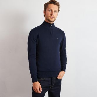 Eden Park Pull Bleu Marine &Agrave; Col Camionneur En Coton Old Pp