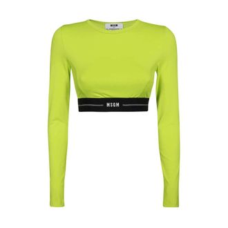 Msgm Logo Detail Crop Top - - Tops - Damen - Gr&uuml;n - XL