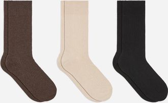 Arket Gerippte Socken Aus Supima-Baumwolle 3er-Pack -Braun