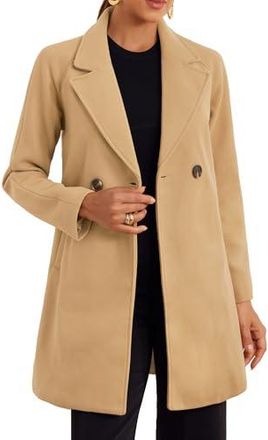 Allegra K Trench-coat raglan &agrave; double boutonnage revers pour femme Costume dHalloween Kaki S