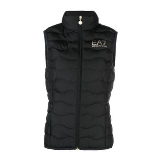 Emporio Armani Schwarze Logo-Print Steppweste Jacke - - Jackets - Damen - Schwarzk - 2XL