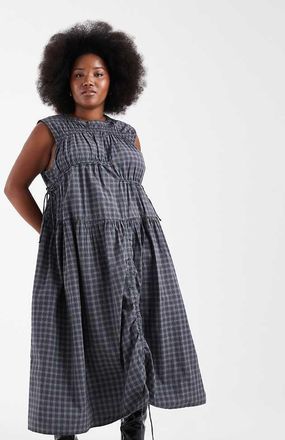 Collusion Plus - Robe longue à carreaux avec plusieurs liens - Gris