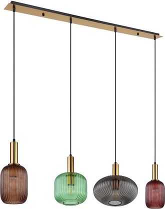 Globo Lighting LIGHTING Pendelleuchte mit 4 Glasschirmen mehrfarbig, 115cm lang