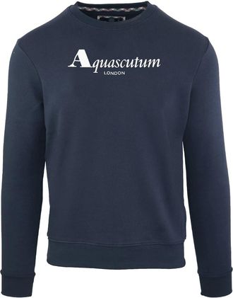 Aquascutum Sweatshirt f&uuml;r Herren, Logo, gerippt (Marine)
