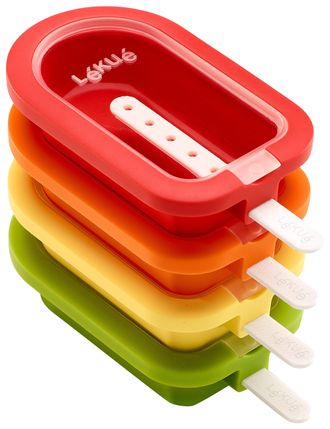 Lékué Mini-Eisformen, stapelbar, 10,5 cm, 4 Stück, verschiedenfarbig, Silikon, 7x9.8x11.5 cm
