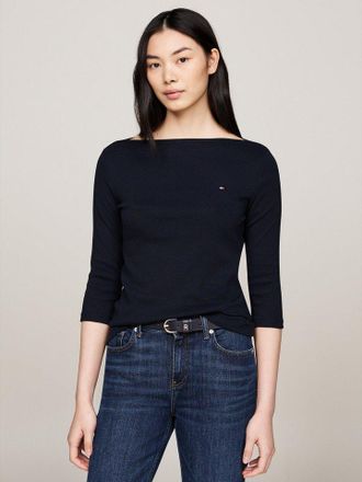 Tommy Hilfiger 3/4-Arm-Shirt NEW CODY BOAT-NECK Baumwolle, U-Boot-Ausschnitt, Slim Fit