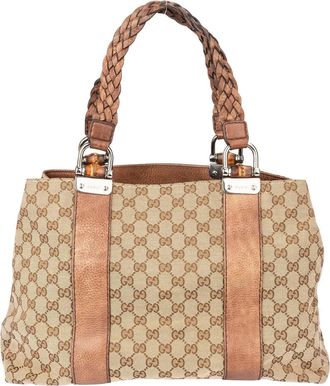 Gucci Crossbody Bags - Gucci GG Monogram Bamboo Handbag - Gr. unisize - in Braun - f&uuml;r Damen