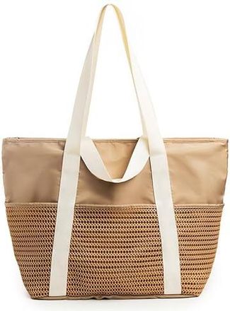 Generic Sac à bandoulière léger pour femme, sac de plage tendance de grande capacité, plusieurs poches pour la protection contre le sable, adapté pour les vac