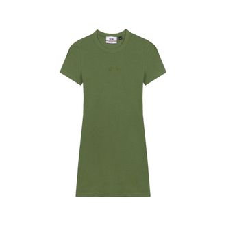 GCDS Gcds, Femme, Robes, Vert, Taille: 40 FR Mini robe de d&eacute;tente c&ocirc;tel&eacute;e &agrave; logo