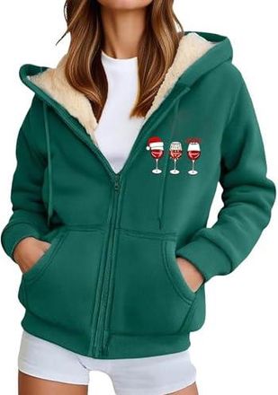 Generic 2026 Vestes en polaire &agrave; capuche pour femme pour lautomne et lhiver, veste lourde, v&ecirc;tements dext&eacute;rieur confortables pour adolescents et adultes, v&ecirc;te