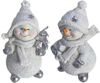 Generic Weihnachtsschmuck mit Schneem&auml;nnern - 2 St&uuml;ck Figuren Tischdekoration aus Harz | Tischdekorationen mit Schneem&auml;nnern | f&uuml;r Zuhause L Winter Schreibtis