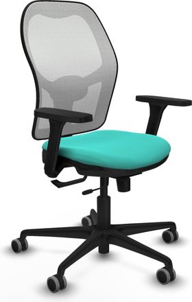 Piqueras y Crespo Schreibtischstuhl mit 3D-Armen, h&ouml;henverstellbare Lendenwirbelst&uuml;tze, ausgestattet mit Syncro/Traslack und Schaumstoff, Wei&szlig;/T&uuml;rkis