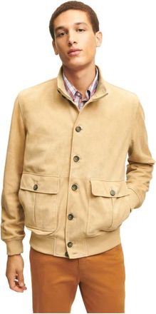Brooks Brothers Homme, Vestes, Beige, Taille: M Veste en cuir su&eacute;d&eacute;