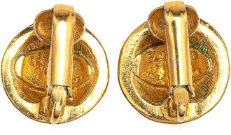 Chanel Ohrringe - Gold Plated and Rhinestones Round Clip On Earrings - Gr. unisize - in Gold - f&uuml;r Damen