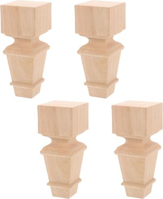 Soimiss 4 Stück Unbehandelte Quadratische Möbelfüße aus Rubberwood Stabiler Ersatz für Sofa Couchtisch Stuhl Schrank Kratzfeste Robust Couch Support Feet für 