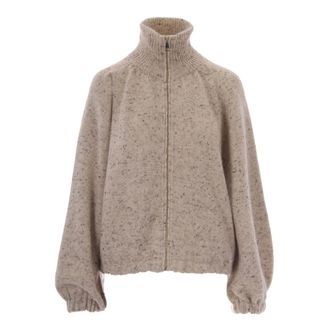 Fabiana Filippi Femme, Pulls, Beige, Taille: 38 FR Bomber Oversize Filato Bottonato