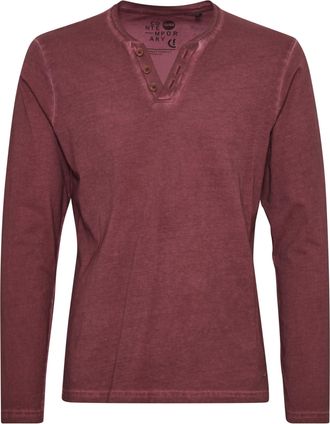Solid SDTinox Herren Longsleeve Langarmshirt Shirt mit V-Ausschnitt 100% Baumwolle Regular fit, Gr&ouml;&szlig;e:M, Farbe:Wine Red (0985)