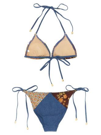 Zimmermann Cotton Patchwork Bikini - Blue