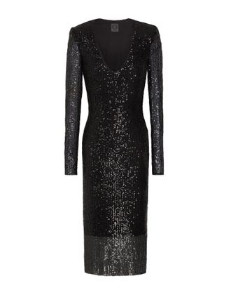 8 by YOOX SEQUIN SHOULDER-PAD MIDI DRESS