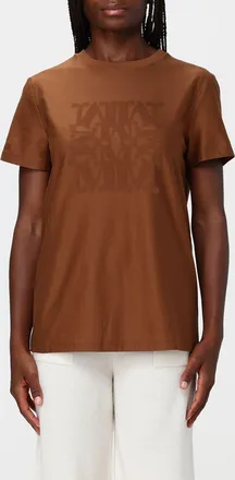Max Mara Baumwoll-T-Shirt mit Rundhalsausschnitt und Ton-in-Ton-Monogramm