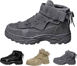 Generic Bottes de travail dhiver pour homme avec doublure en polaire chaude - Chaussures d&eacute;contract&eacute;es &agrave; lacets en cuir - L&eacute;g&egrave;res et confortables - Antid&eacute;rapa