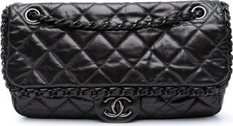 Chanel Hobo Bags - Medium Quilted Metallic Aged Calfskin Chain Me Fla - Gr. unisize - in Grau - für Damen
