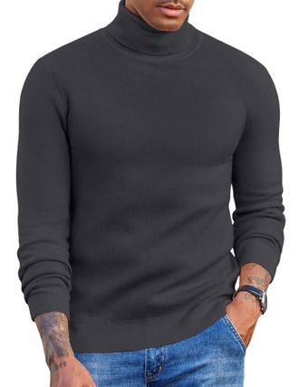 Coofandy Rollkragenpullover Herren Pullover Turtleneck Fleece Pullover Warm Strickpullover Slim Fit Rollkragenshirt Winterpullover Arbeitpullover Winter Langar
