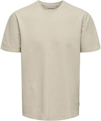 Only & Sons Onskian Life Reg Seersucker SS Tee, Doublure argent&eacute;e., L