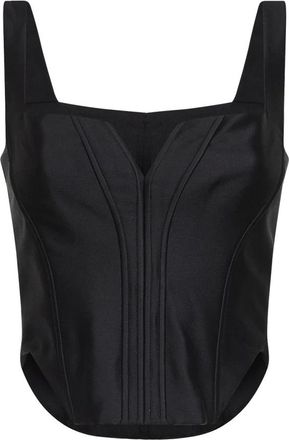 Self Portrait Femme, Tops, Noir, Taille: 44 FR Taffeta Corset Top