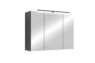 Byliving Spiegelschrank Spree/Korpus matt anthrazit mit Spiegelt&uuml;ren/H&auml;ngeschrank mit Soft-Close-Funktion/Inkl. LED-Beleuchtung/Badschrank mit Stecker- und Sch