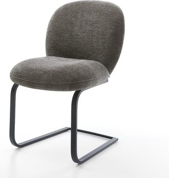 DELIFE Freischwinger Nube-Flex Boucl&eacute; Soft Schlamm Freischwinger flach Schwarz Taschenfederkern, Esszimmerst&uuml;hle