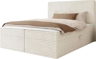 Mirjan24 Boxspringbett Wokio, Doppelbett mit Topper und Matratze, Polsterbett mit 2 Bettk&auml;sten, Bett mit gepolstertes Kopfteil, Continentalbett (Ambience 02, 1