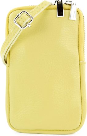 modamoda.de T197 Damen Leder Handytasche 6,7 Zoll Umh&auml;ngetasche handmade in Italy, Farbe:Pastellgelb