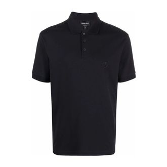 Giorgio Armani Logo Baumwoll-Polohemd - - Tops - Herren - Blau - 4XL