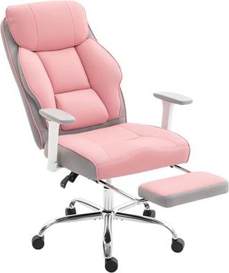 HOMCOM Chaise de Bureau Ergonomique, Fauteuil de Direction avec Repose-Pieds et Assise Large, en Cuir PU, inclinable &agrave; 135&deg; avec Appui-t&ecirc;te, accoudoirs et r&eacute;