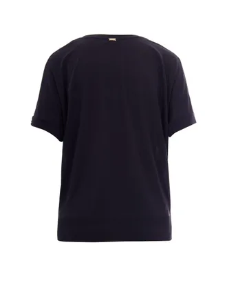 Herno Womens T-Shirt Glam Knit Navy Blue Main Fabric: Lyocell T-Shirts & Jerseys