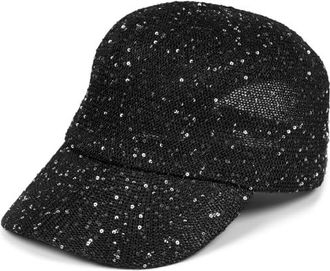styleBREAKER Casquette dété pour Femmes en Tissu tissé avec Paillettes, Chapeau léger avec Boucle métallique réglable, Couvre-Chef uni pour Plage et Loisirs, Noir