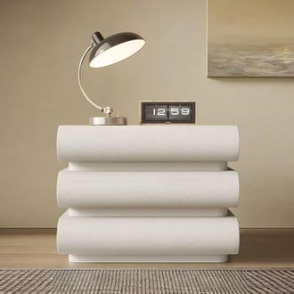 Generic Nachttisch Mit 3 Schubladen - Massivholz-Nachttisch Mit Mikrofaserleder Überzogen, Kein Zusammenbau Erforderlich (50 cm B × 50 cm T × 39,9 cm H, Schwa