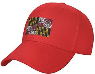 Generic Casquette Baseball Effet Polygonal du Drapeau du Maryland Anti-Soleil Cap Confortable,Respirant Casquette De Baseball pour Homme Randonn&eacute;e Camping