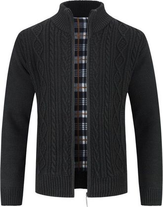 AlltheMen Cardigan mit Stehkragen Herren Strickjacke mit reißverschluss