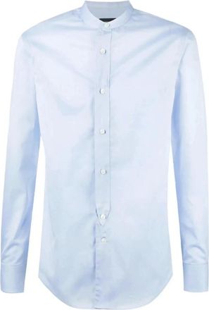 Emporio Armani Chemise &agrave; col officier - Homme - Chemises - Bleu - Taille: L