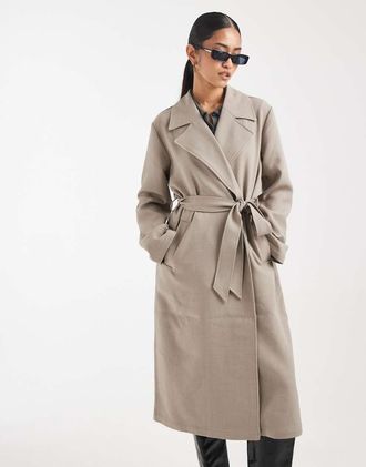 Object Schlichter, leichter, eleganter Trenchcoat in Taupe mit Bindeg&uuml;rtel-Neutral