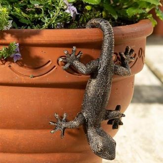 Generic Figurine de gecko &agrave; suspendre en r&eacute;sine &agrave; suspendre - D&eacute;coration de pot de fleurs mignon - Cadeau pour d&eacute;coration de cour