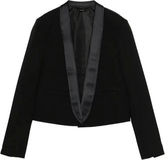 Tom Ford Femme, Vestes, Noir, Taille: 36 FR Veste de smoking courte bicolore &agrave; un bouton et col ch&acirc;le
