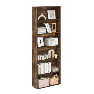 Furinno Jaya Simply Home Freistehendes Bücherregal mit 6 offenen Ablagen, Bernsteinkiefer