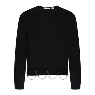 Random Identities Schwarzer Wollpullover mit Ketten-Link-Detail - - Knitwear - Herren - Schwarzk - M