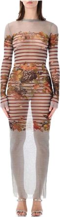 Jean Paul Gaultier Robe Longue Transparente Imprim&eacute;e - Femme - Robes - Multicolore - Taille: 40 FR