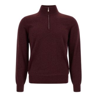 Brunello Cucinelli Kaschmirpullover mit halblangem Rei&szlig;verschluss - - Knitwear - Herren - Rot - M