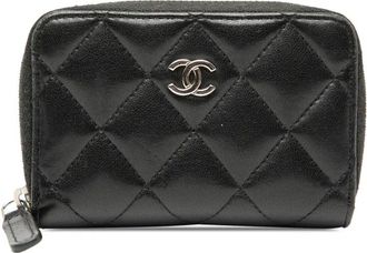Chanel 2020 CC Quilted Lambskin Zip coin pouch - Schwarz